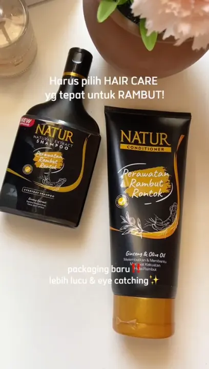 NATUR Paket Treatment Ginseng Rambut Rontok Shampoo & Conditioner ...